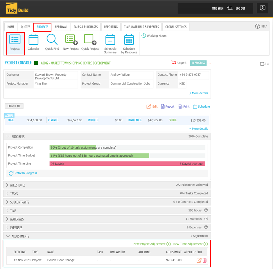 How To Add Time Adjustments To A Project